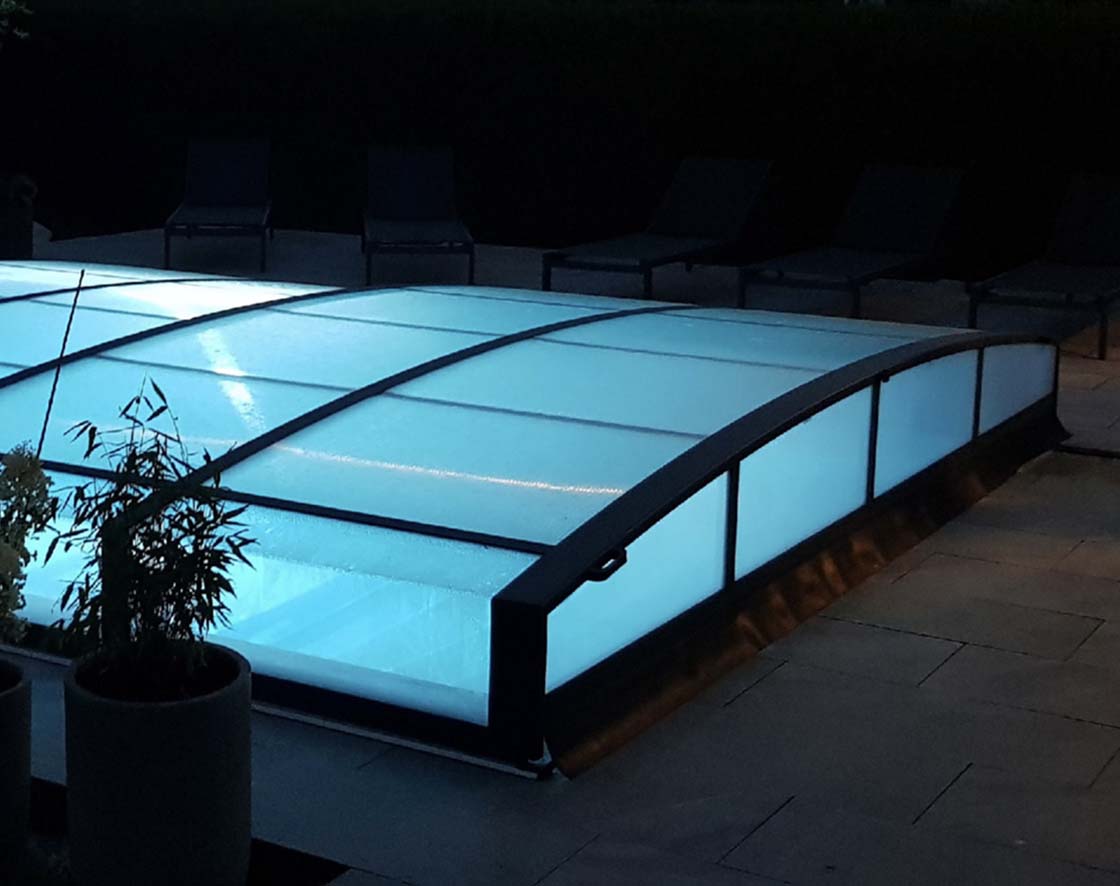 Pooltak Alpin M30, lågt pooltak i klarglas - Spa o Bad